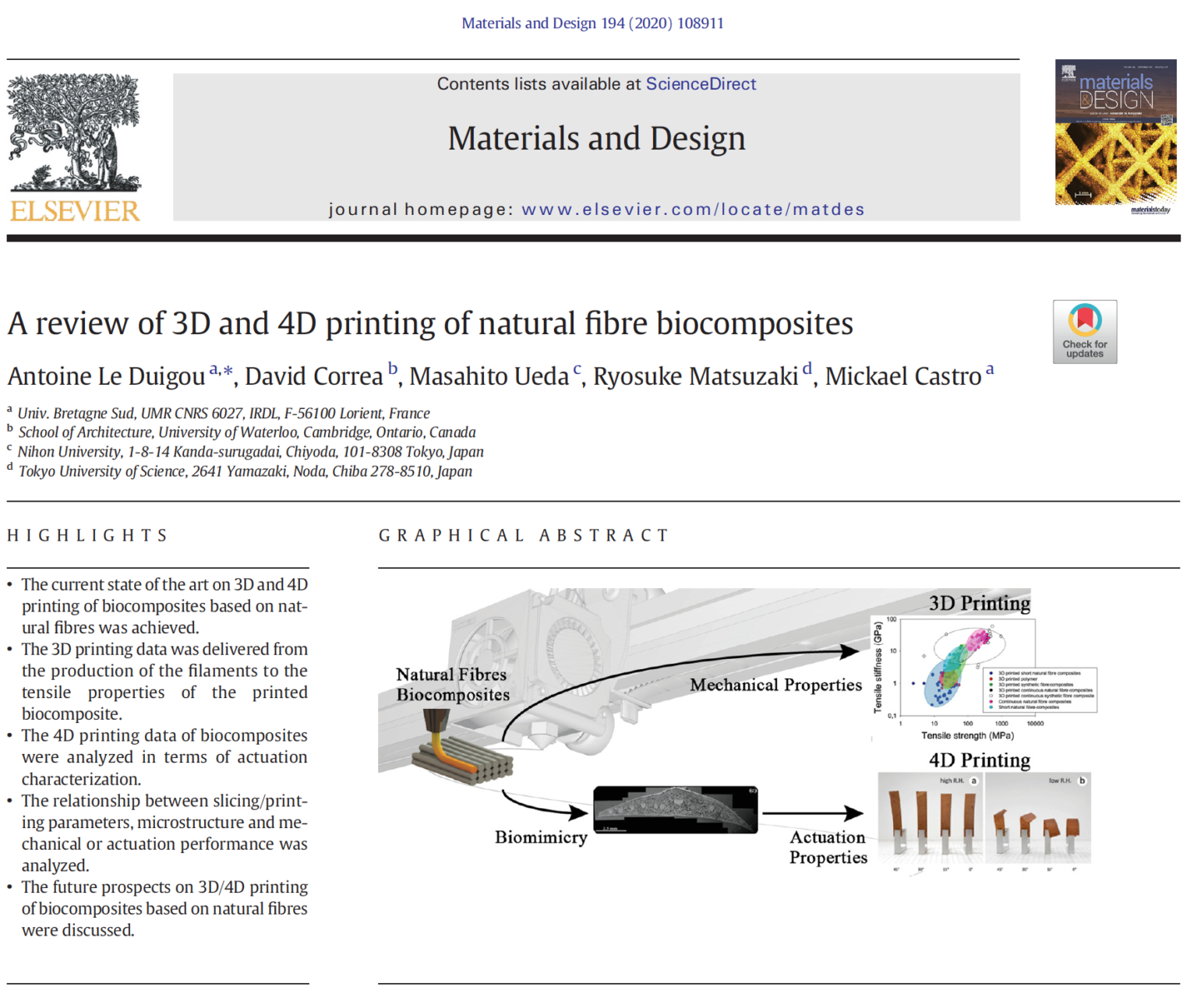 Available online our review of 3D and 4D printing of natural fibre ...